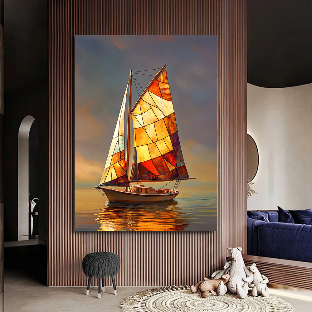 Морской пейзаж / Парусник в море, картина с природой, 60х80 см.