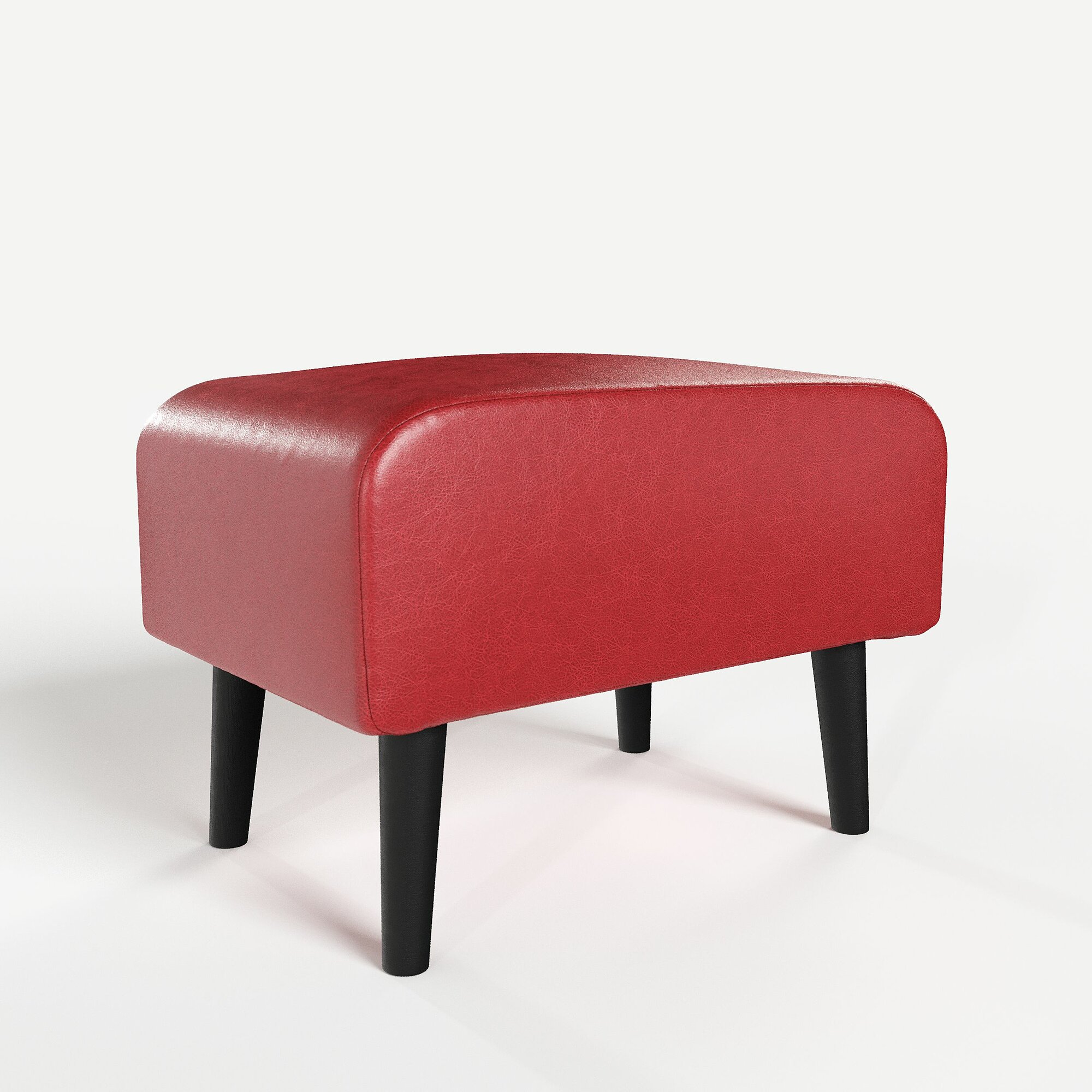Пуф на высоких ножках Фантазёр из эко-кожи красный. Банкетка, подставка.