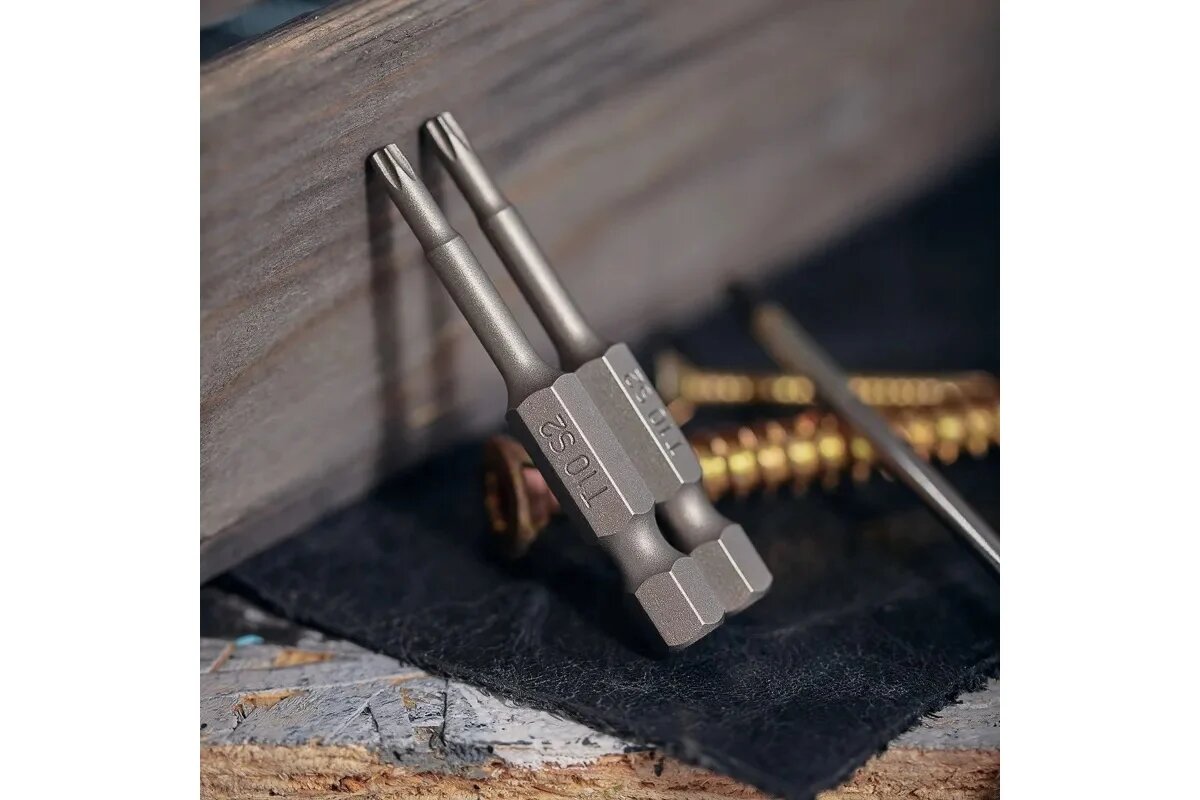 KRANZ Биты Torx T10x50 мм из стали S2, 2 шт для шуруповёрта, качественный комплект