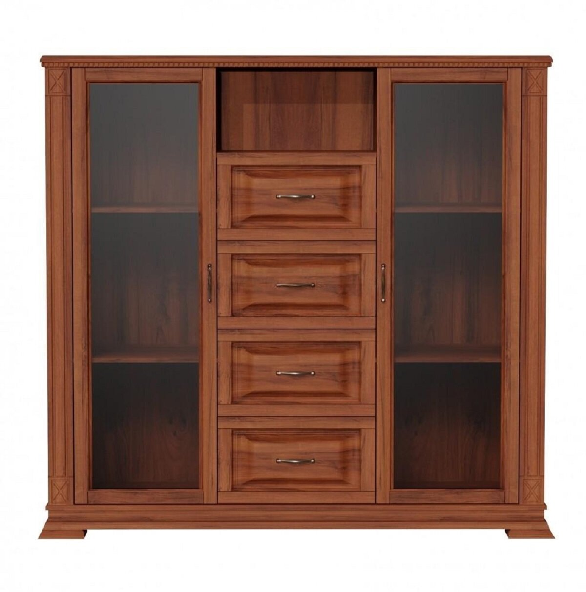 Комод-витрина из массива сосны Верди PREMIUM 217, 140x45x130 дуб 2