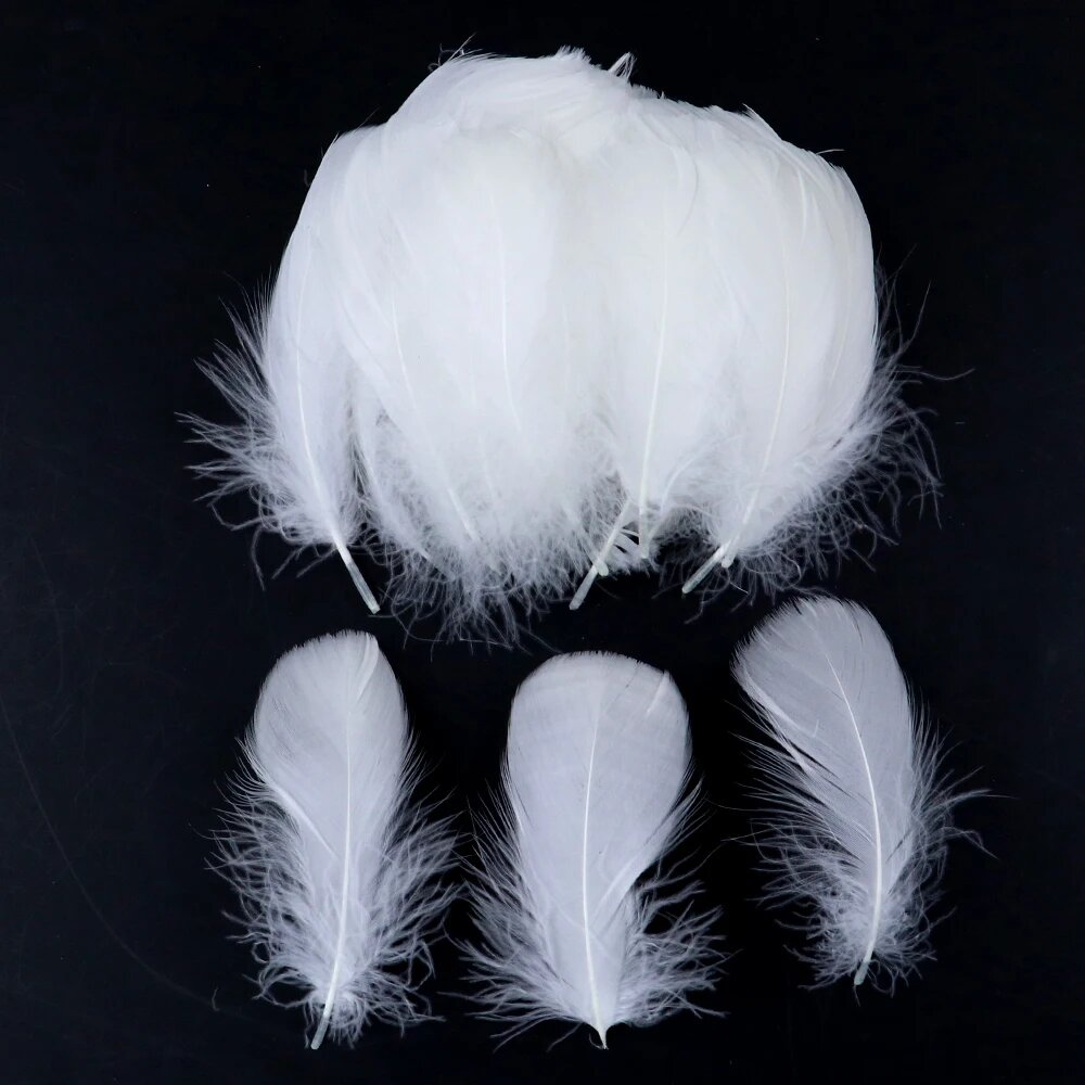 Натуральные окрашенные гусиные перья 5-8 см Белый, 100PCS, white