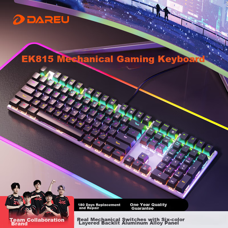 DAREU EK815 Механическая клавиатура из сплава с проводом для игр 108 клавиш анти-гаммер для PUBG офисная смешанный свет
