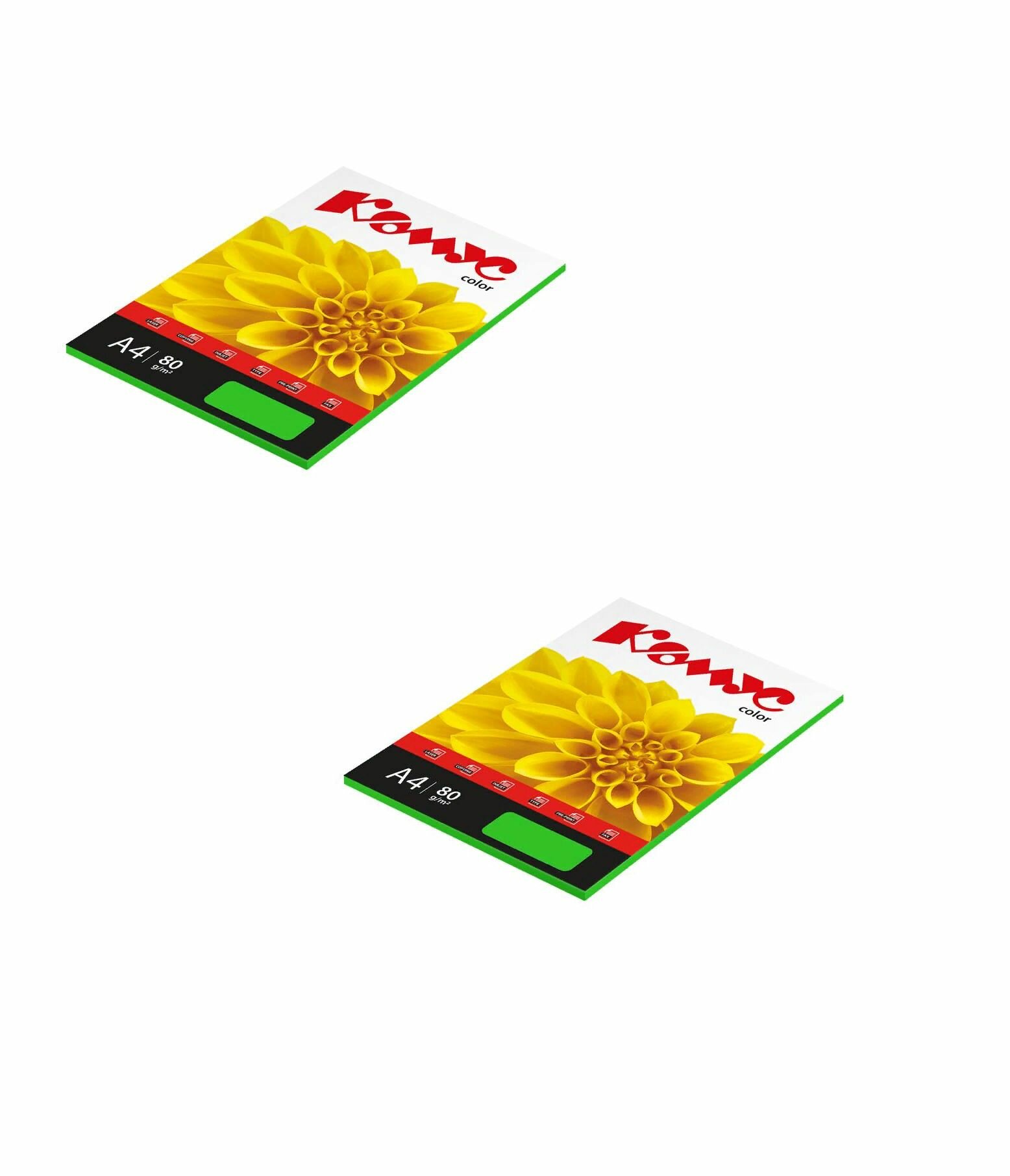 Комус Бумага цветная, зеленый интенсив, 80г, А4, 50 л, 2 уп