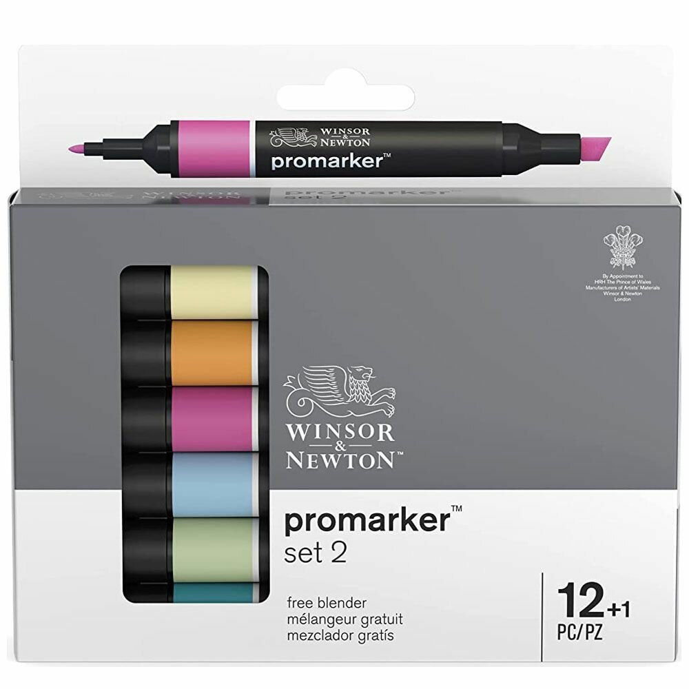 Маркер Winsor&Newton Набор маркеров "ProMarker" 12 штук (Двойные наконечники 1 мм, 6 мм) , дизайн, чертежа