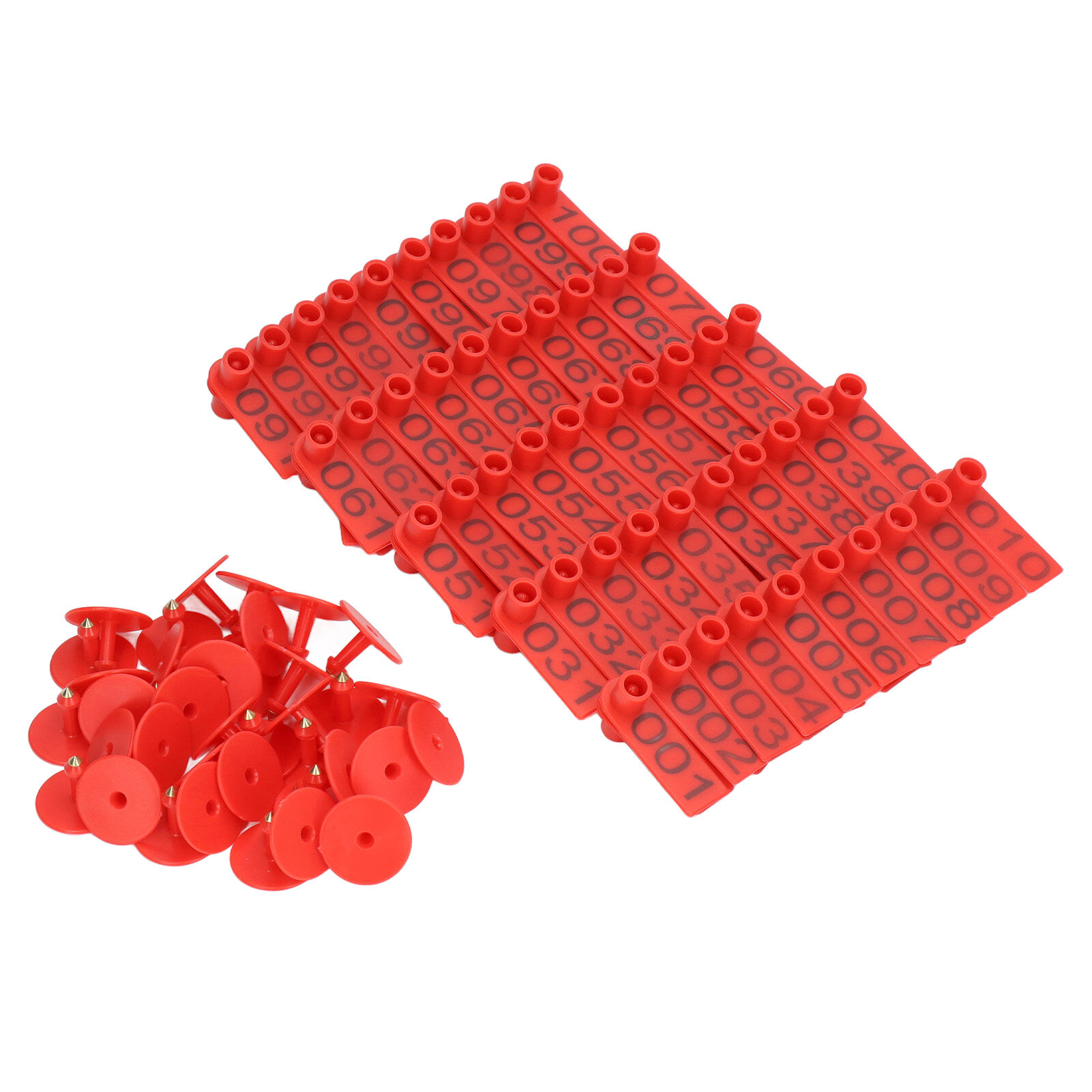 100 комплектов пронумерованных ушных бирок для крупного рогатого скота, точная идентификационная карта скота для коровы, свиньи, овцы, красная