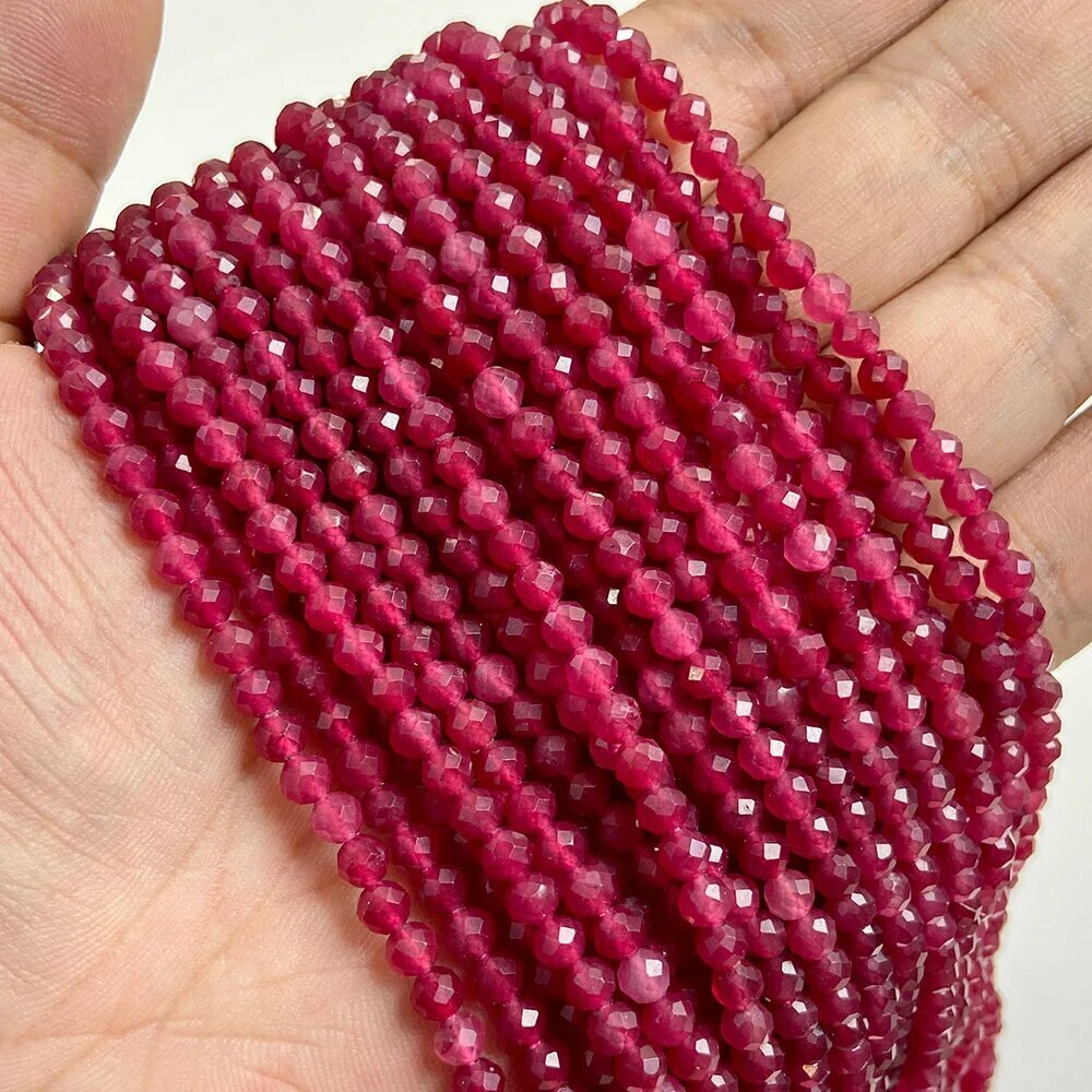 Бусины из розового/красного кварца 2/3/4 мм Бордовый, 3mm About 130pcs, NO.18 Chalcedony