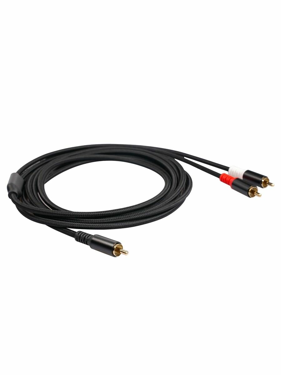 Двойной экранированный кабель RCA Y, позолоченный стереоаудиокабель длиной 6,5 футов для усилителя, ТВ-микшера, CD-DVD-плееров и многого другого, адаптер RCA с 1 штекером на 2 штекера
