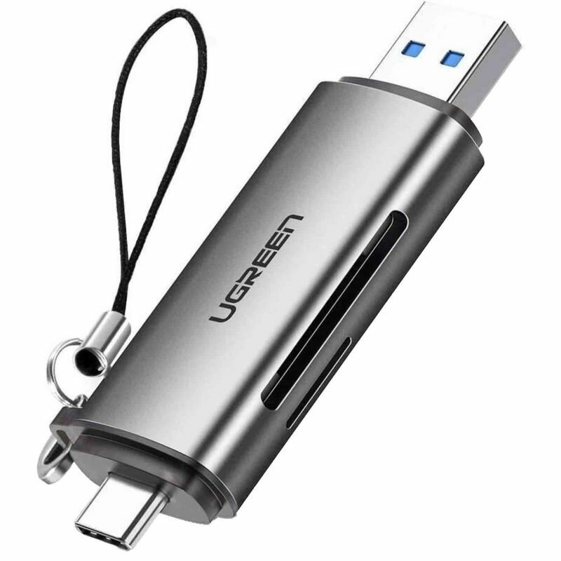 Картридер Ugreen USB-C, USB-A 3.0, для карт памяти TF/SD (50706)