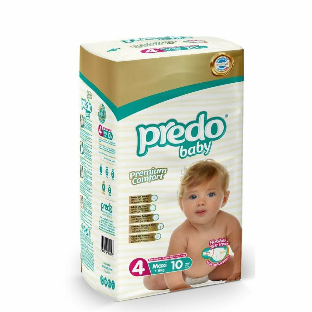 Подгузники детские Predo Baby № 4, на липучке, 7-18 кг, 10 шт