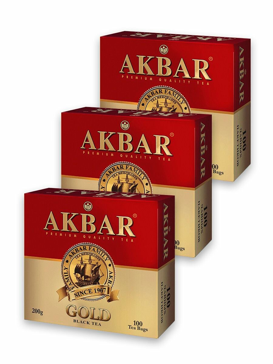 Чай черный AKBAR GOLD цейлонский пакетированный, 3*100 пак