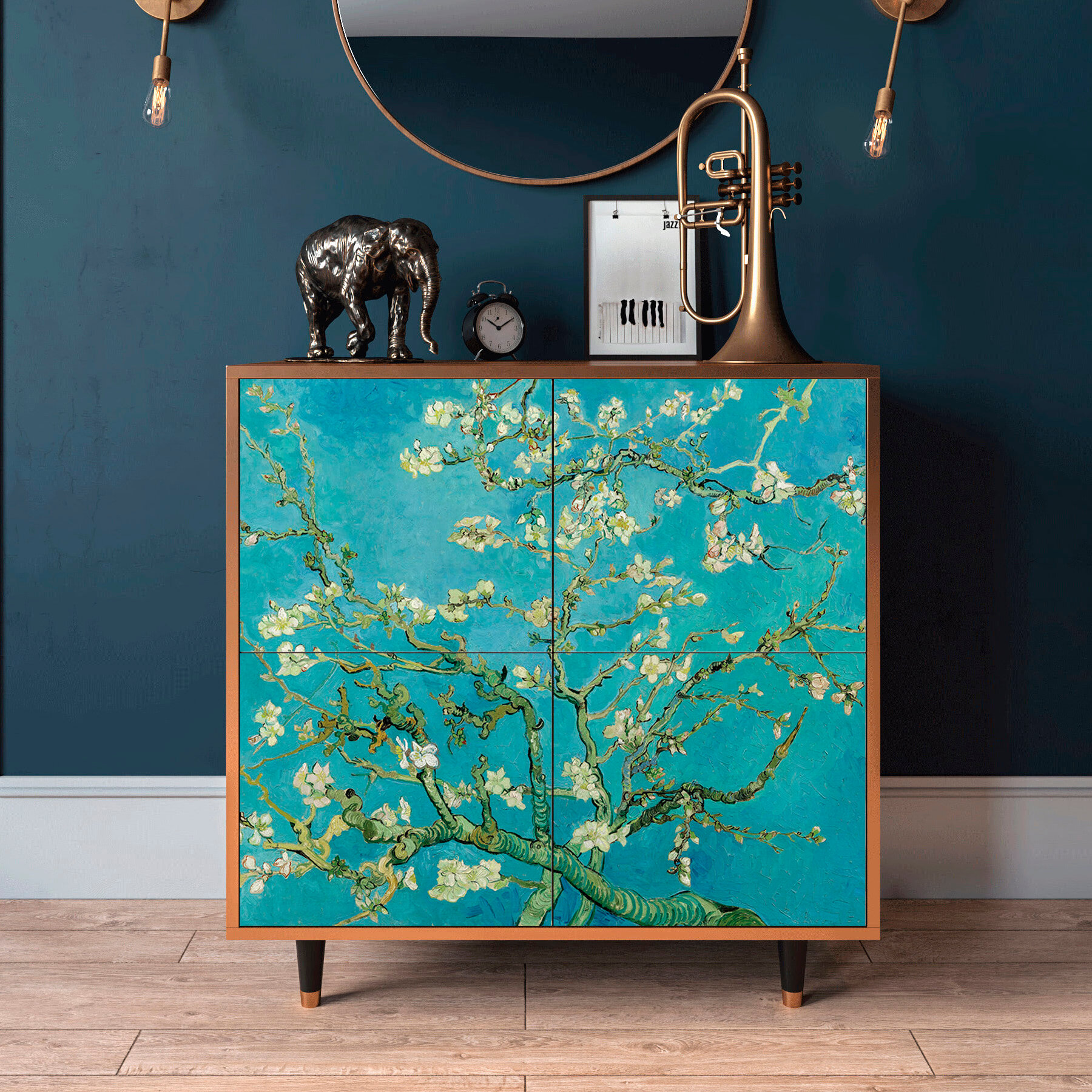 Комод - STORYZ - BS3 Almond Blossom by Van Gogh, Размер - 94 x 96 x 48 см, Цвет корпуса - Орех