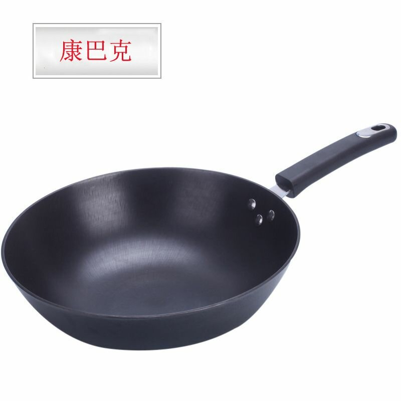 Чугунный вок 32 см с круглым дном и ручками (для плиты)