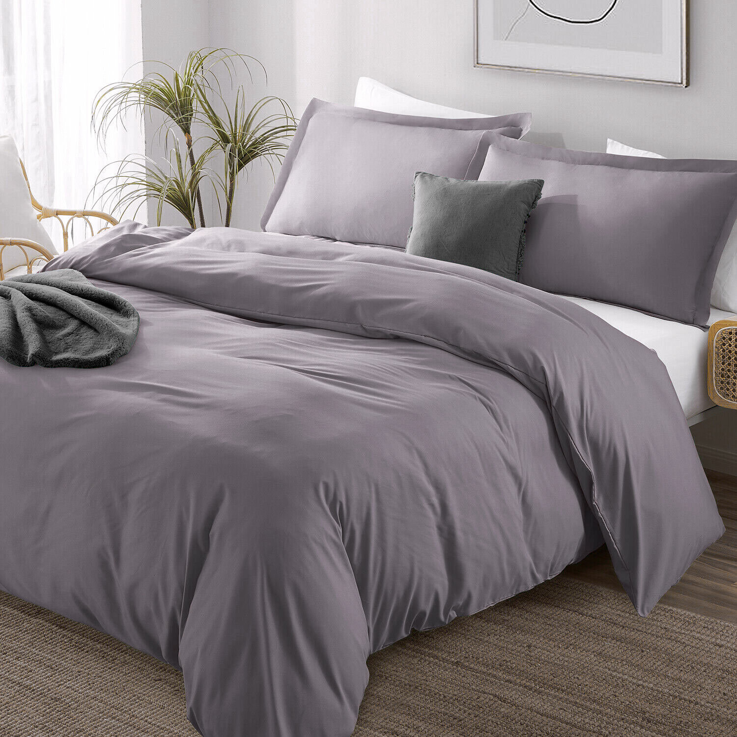 Наволочки с ушками из сатина-люкс RMS-019 серый Elin (серый), Комплект наволочек 70x70 (2шт) (с ушками)