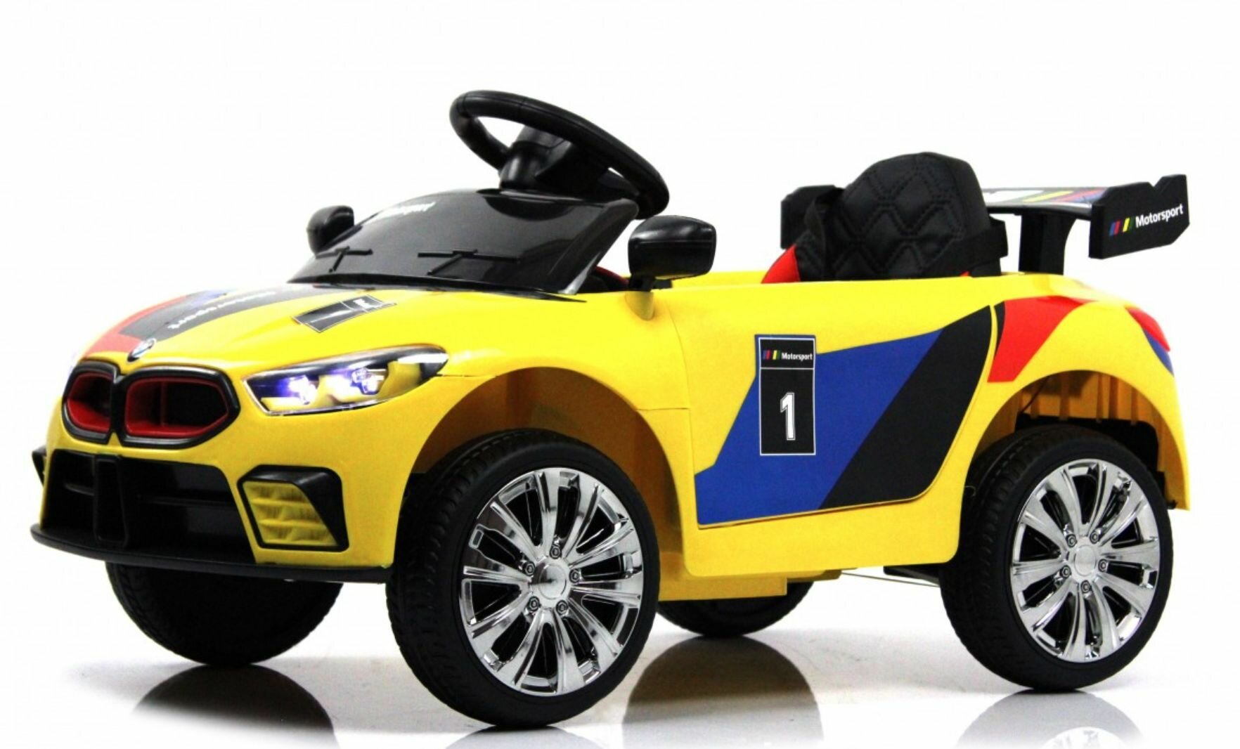 Детский электромобиль RiverToys F444FF с дистанционным управлением, одноместный желтый