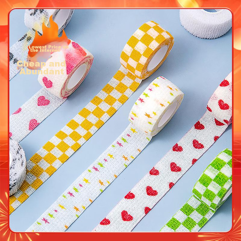 Class 2, Grade 3 Students' Writing Finger Protector Band, Easy-To Elastic Self-Adhesive Joint Protection Sleeve, Anti-Abrasion Writing Grip Aid, Sports Finger Fixation Band, Patterned Design - 5 Pieces