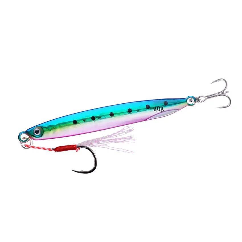 DRAGER Super Slim Metal Casting Jig 7G 10G 21G 30G 40G 17G 65MM, B1-2 Hooks