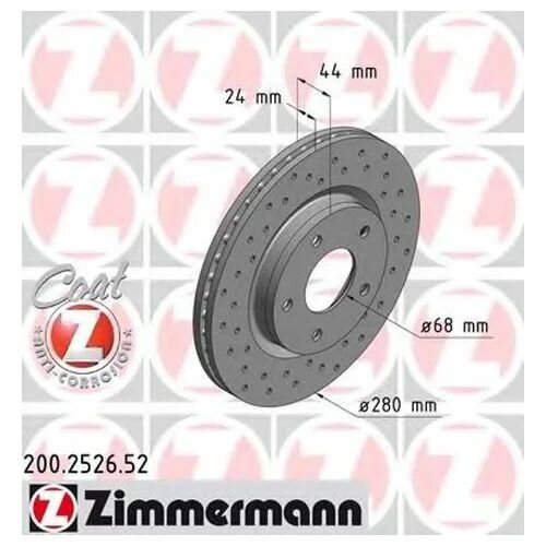 Тормозной диск передний Zimmermann 200252652 для Nissan Juke, Pulsar