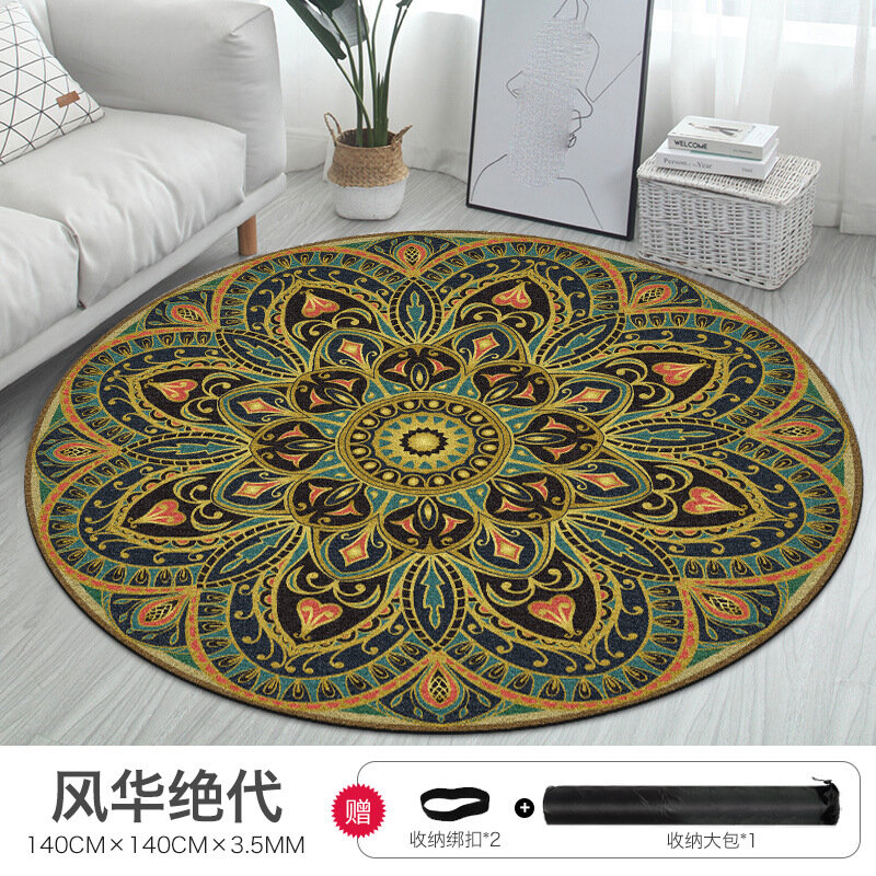 Коврик для йоги, натуральный каучук, замшевый, круглый, 1,4м