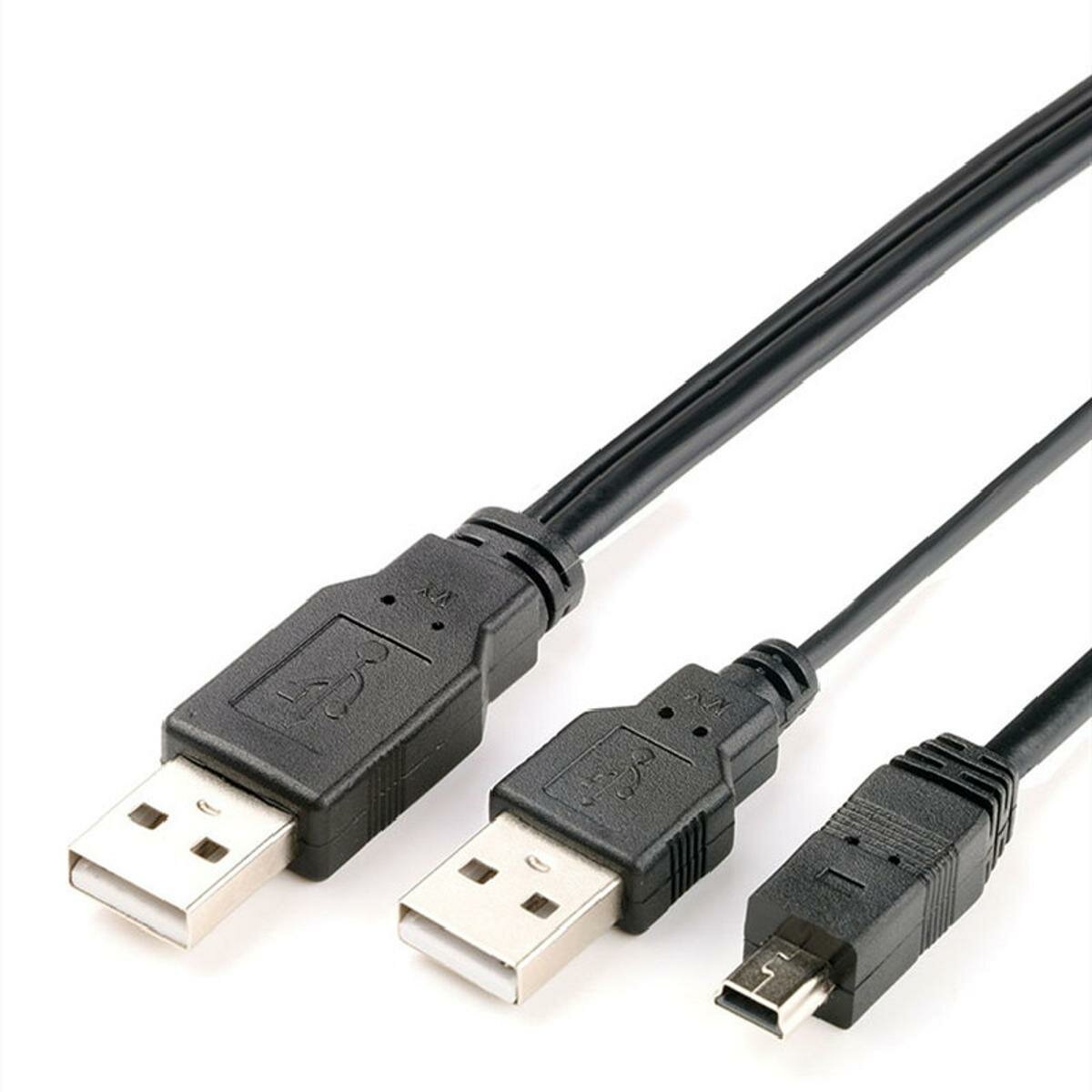 В 1 USB 2.0 Double A Type 2A Male to Mini 5 Pin Male Y-кабель для 2.5