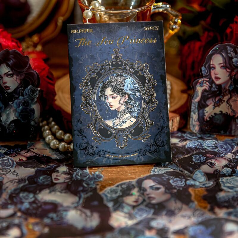 Стикеры, Mr.paper, 30 листов / упаковка, мотив персонажа в стиле ретро-готики, можно использовать для украшения скрапбукинга