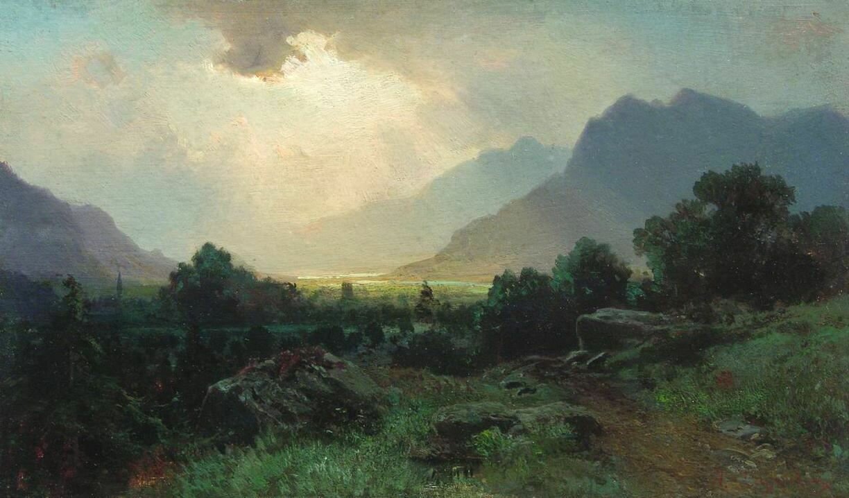 Горный пейзаж. Картина Мещерского Арсения Озеро в горах