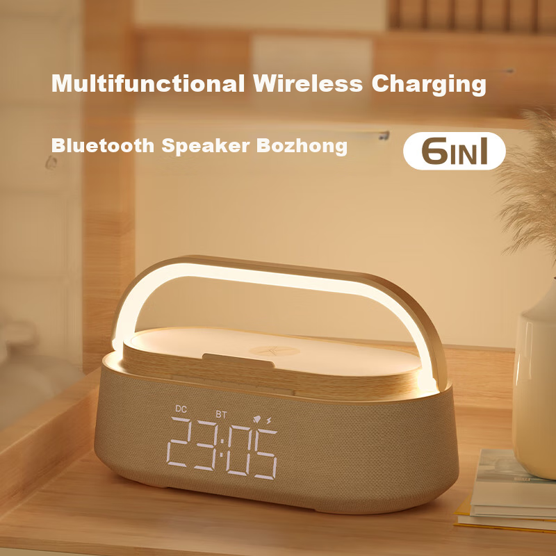 Loud Sound Bluetooth Speaker Desktop Bedside Bedroom Home Alarm Clock Outdoor Portable Computer Atmosphere Night Light Speaker for Boyfriend and Girlfriend Birthday Gift