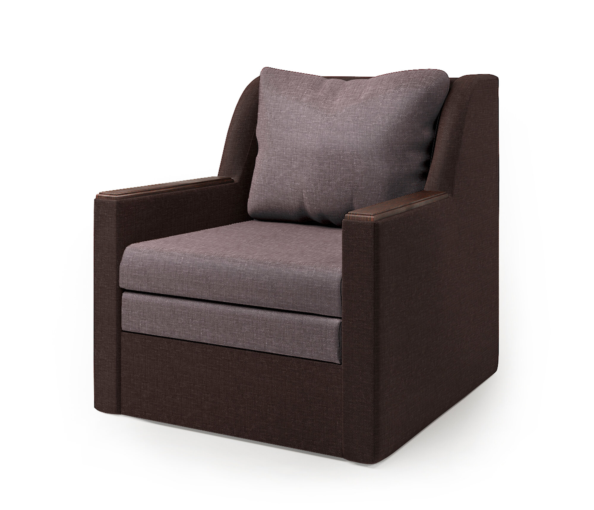 Кресло-кровать Шарм-Дизайн Соло раскладное кресло в гостиную, с ящиком для белья, 62х190 см, рогожка, шоколад и латте