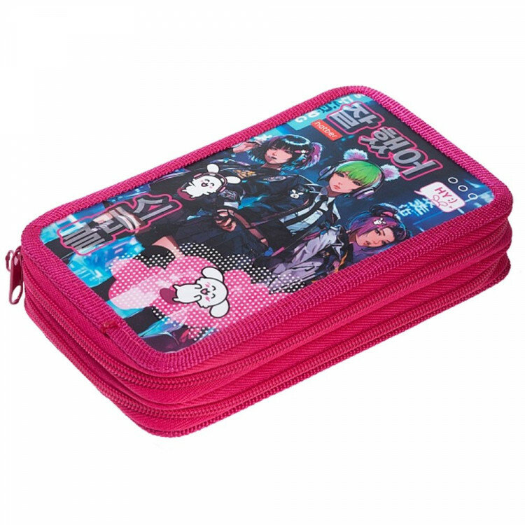 Пенал 2 отделения (Hatber) K-POP 190х110мм матовая ламинация 3D лакс таблицей умножения арт. NPn_47100