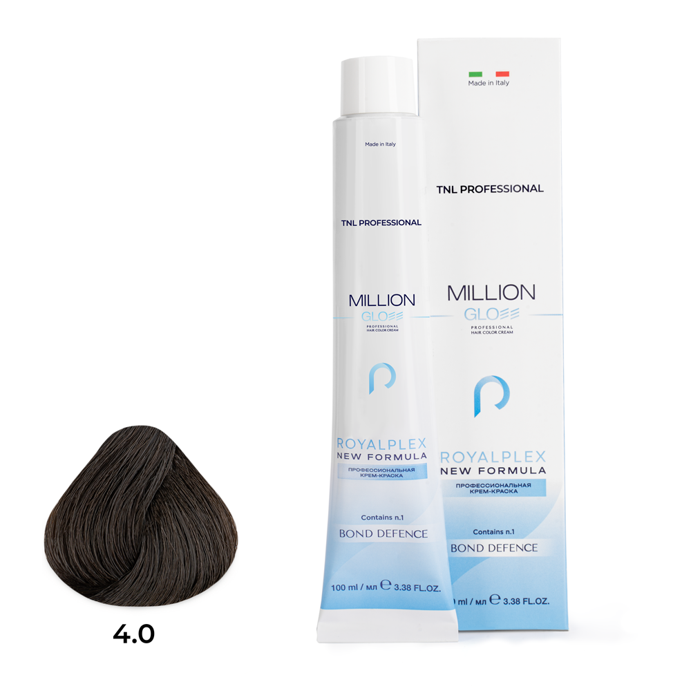 TNL, Million Gloss - крем-краска для волос (4.0 Коричневый), 100 мл