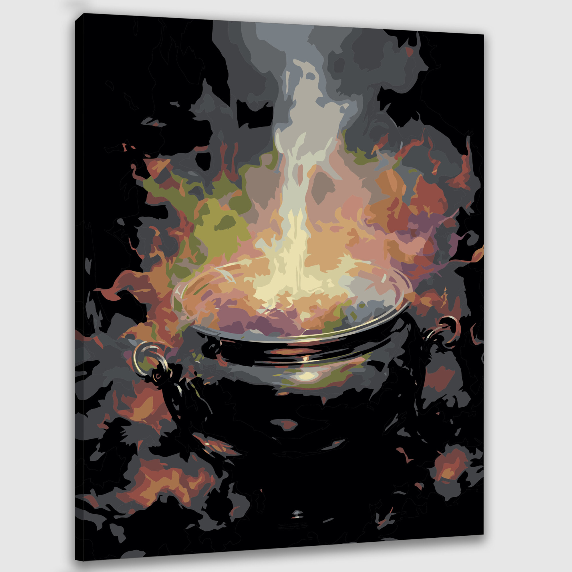 Картина по номерам 40x50 см, картина, масло, мистическое зелье, бурлящий котел, мерцающие свечи, разноцветный дым