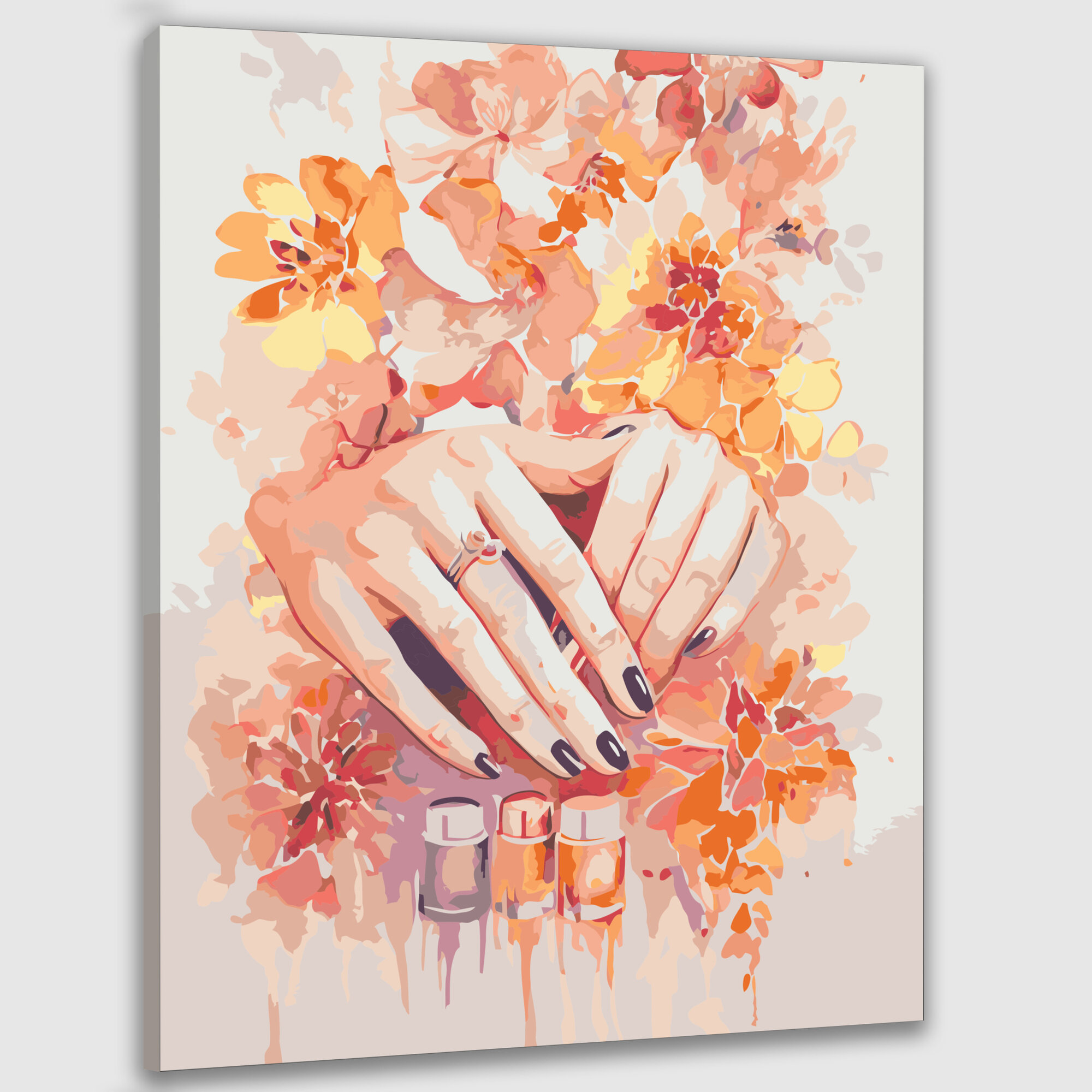 Картина по номерам 40x50 см, Маникюр в цвете