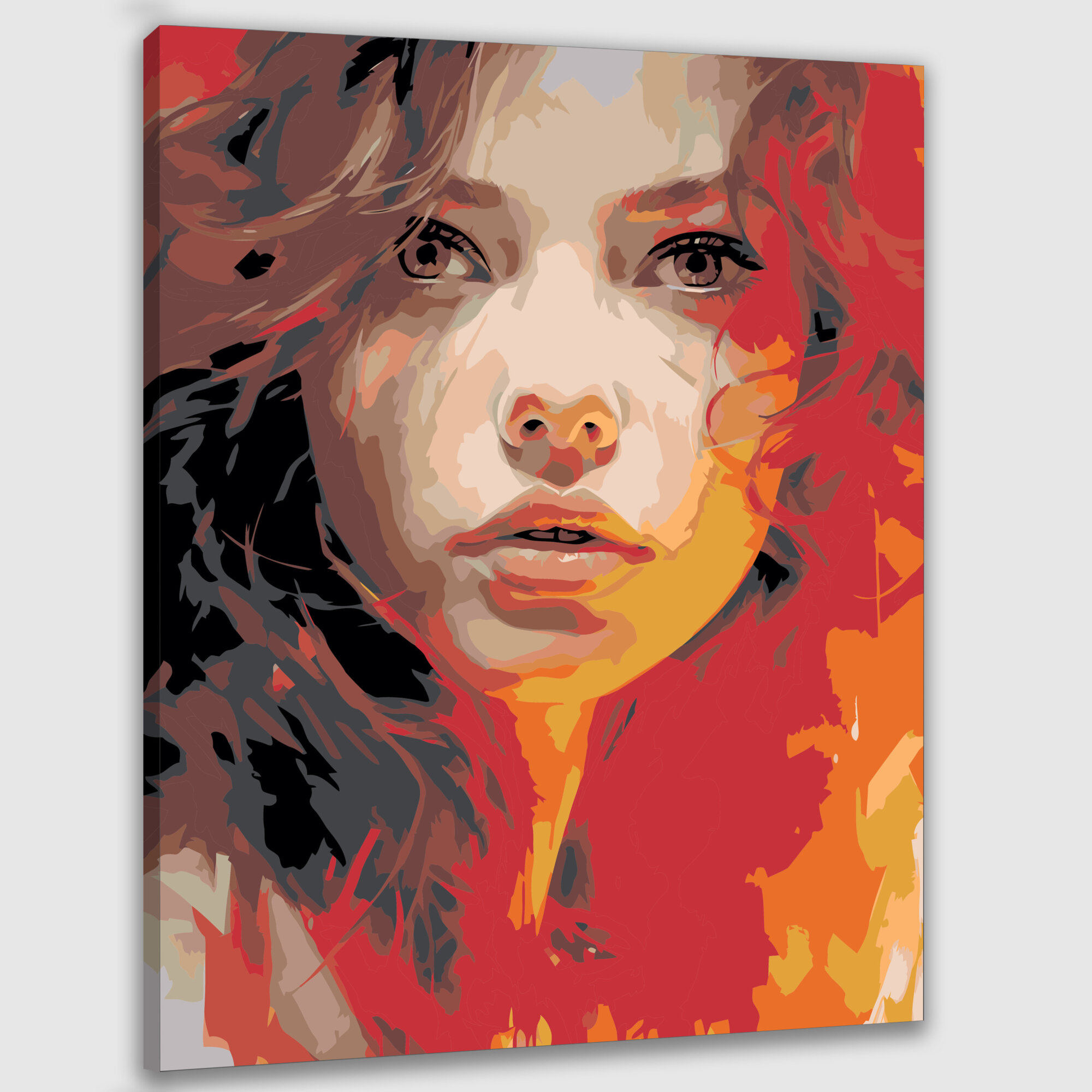 Картина по номерам 40x50 см, девушка, лицо, крупный план, глаза, пламенная решимость, улыбка, взъерошенные волосы