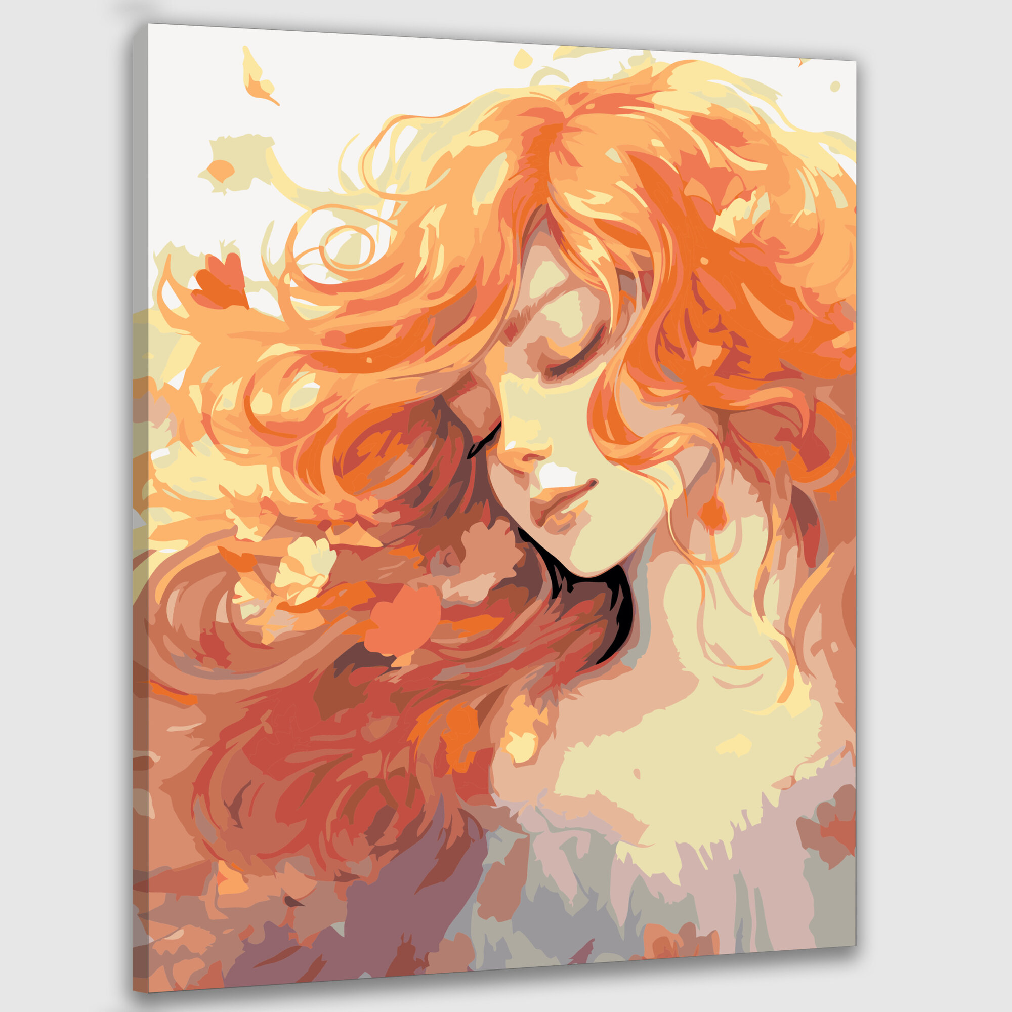 Картина по номерам 40x50 см, акварельная иллюстрация, девушка, лицо в форме сердечка, любовь, страсть, розовые щеки