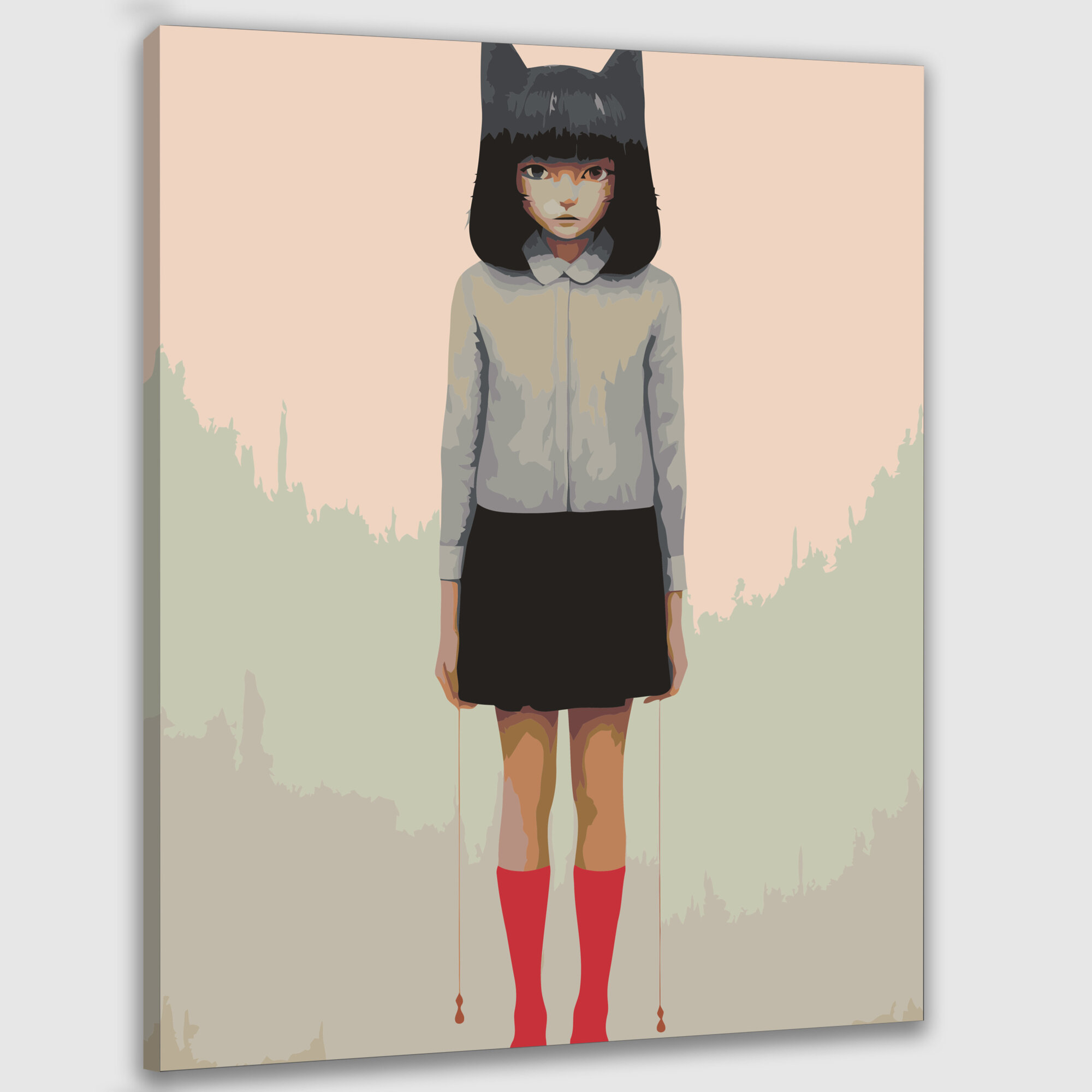 Картина по номерам 40x50 см, Ами Джадд, девушка, кошачья голова