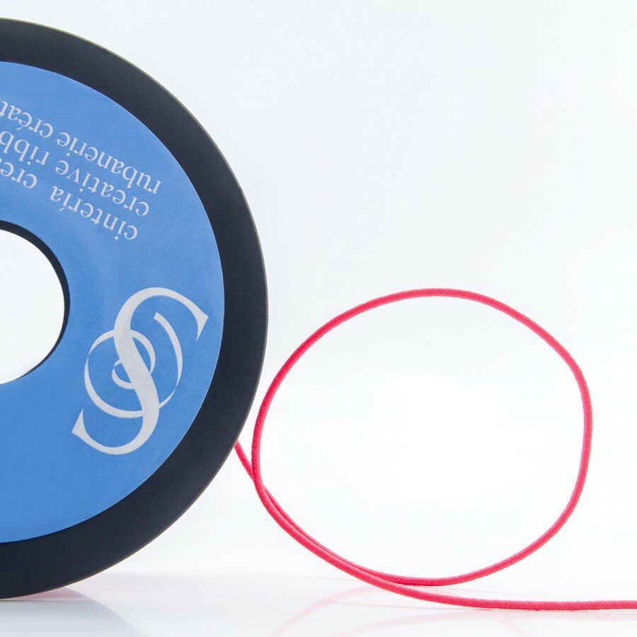 Резинка шляпная SAFISA, 1,5 мм, 25 м, цвет 204 неоновый розовый