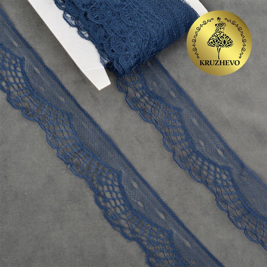 Кружево-трикотаж KRUZHEVO TBY 1667 шир.30мм цв.04 т. синий, уп.27,4м