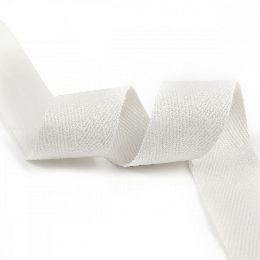 Тесьма киперная 30 мм хлопок 7,8г/м TBY. CT30101 цв. F101 белый уп.5м
