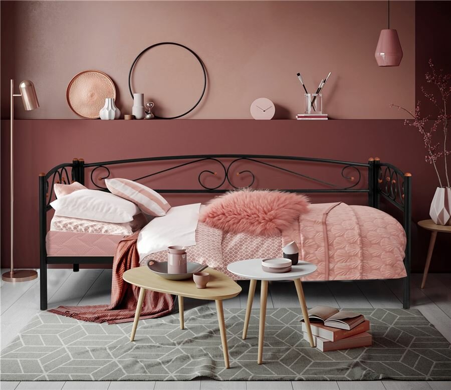 Кушетка Оптима Люкс (90х190/металлическое основание) Черный