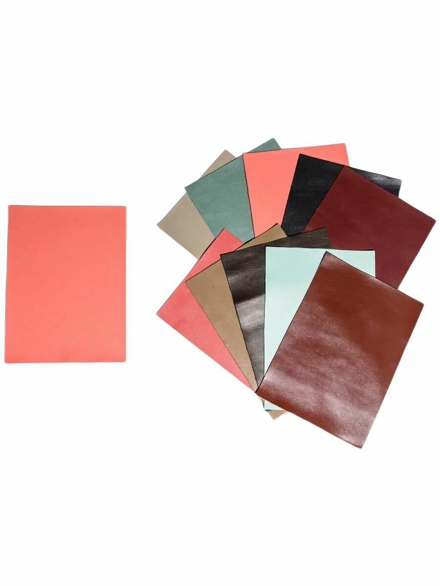 Кожа натуральная галантерейная в листах. Берг 1.2-1.4 мм. Коралл. А4