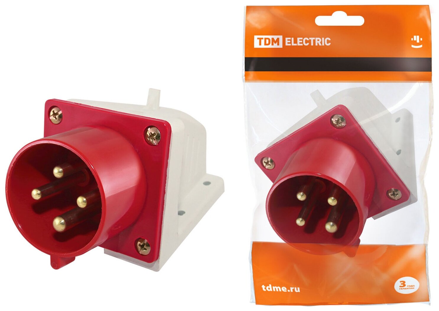 Вилка кабельная 524 32А 3Р+РЕ IP44 TDM стационарная SQ0605-0015