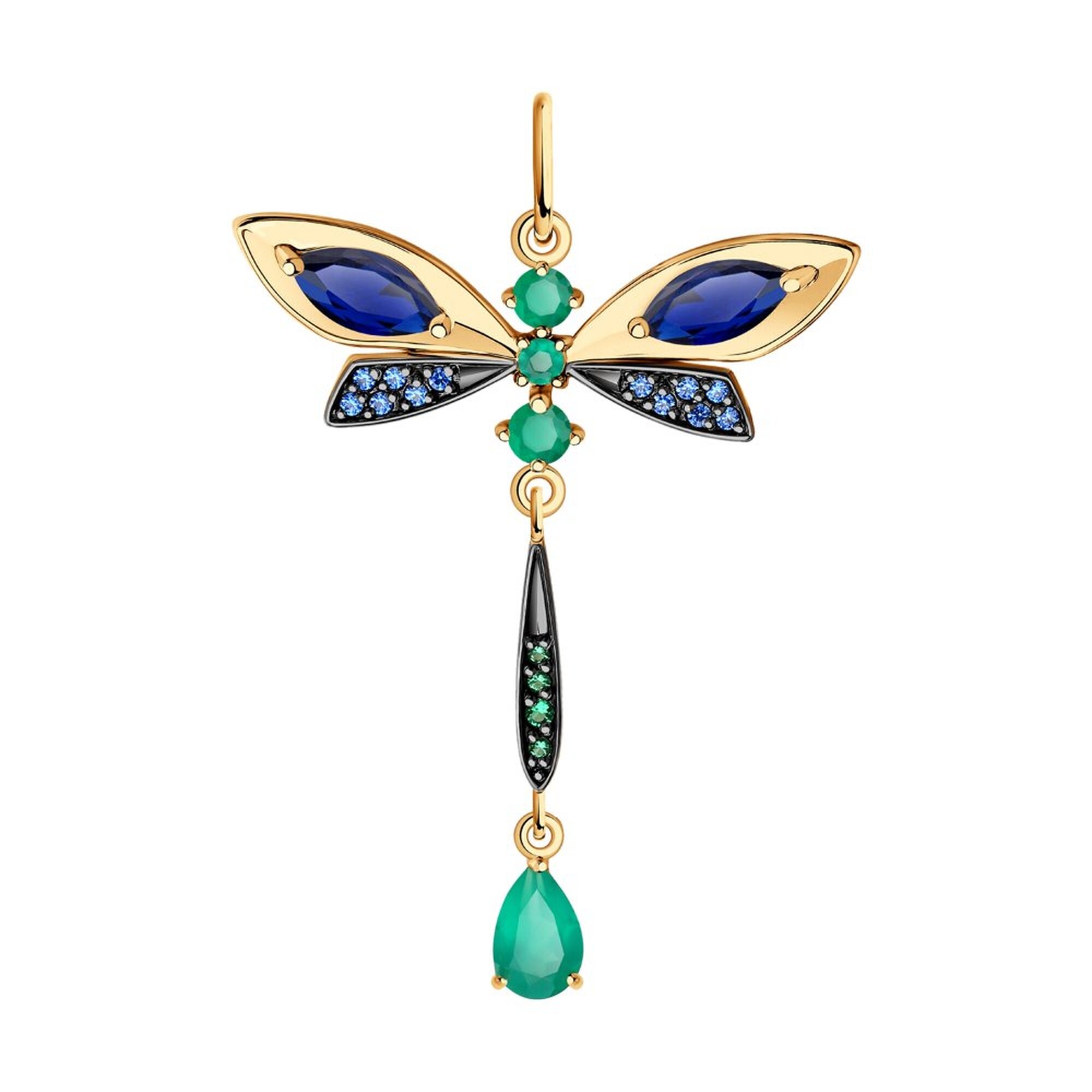 Подвеска, красное золото, 585 проба, фианит, агат