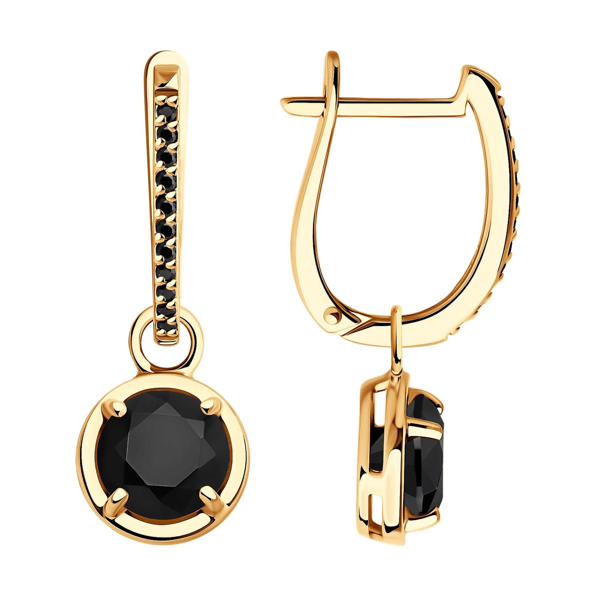 Серьги трансформеры, красное золото, 585 проба, шпинель, агат