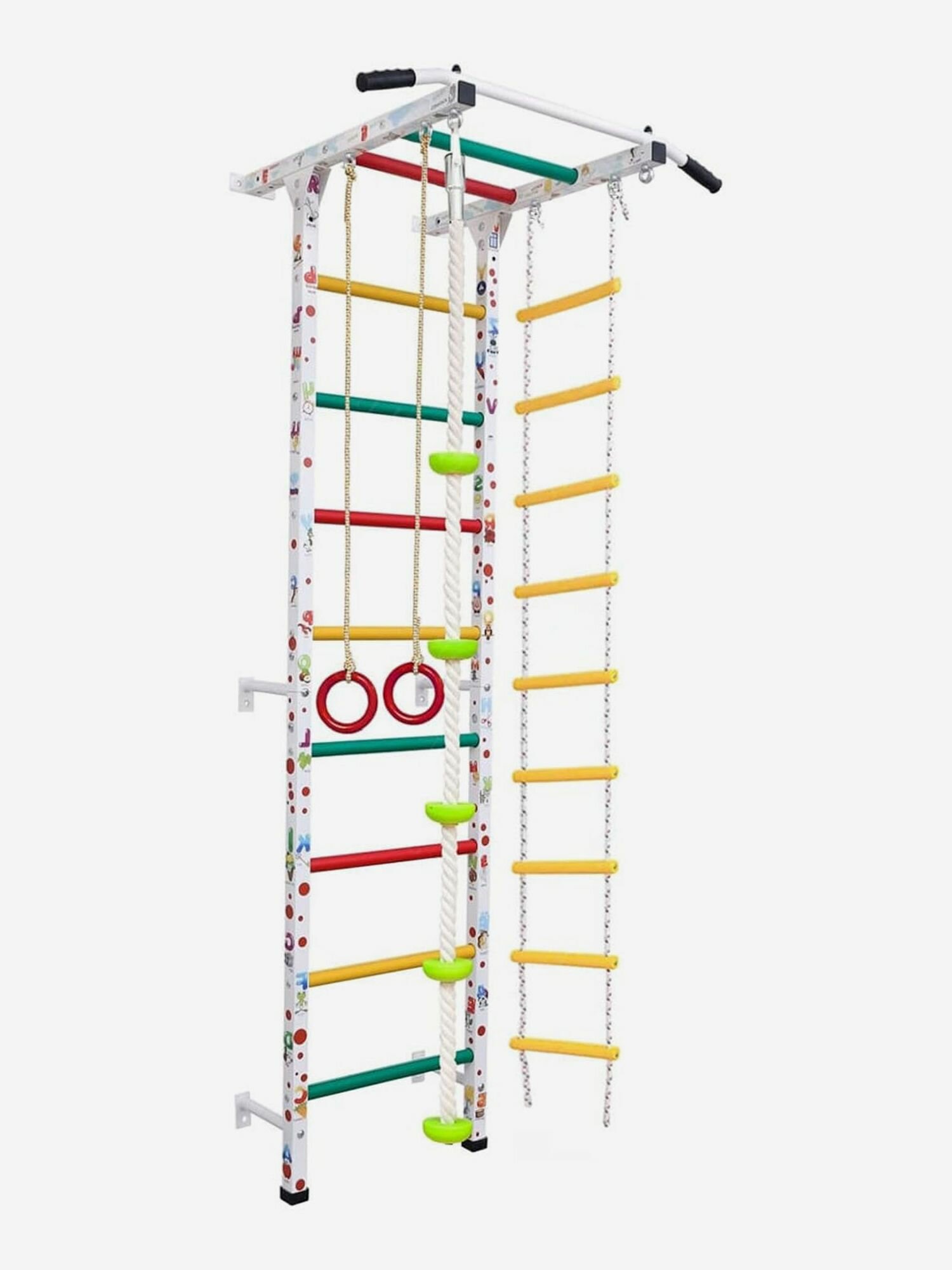 Шведская стенка WestSport "Алфавит" с турником, веревочной лестницей, кольцами, канатом с упорами, тарзанкой