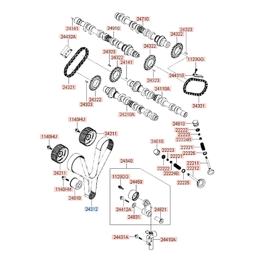 Ремень ГРМ G6BA V6 2.7L Sonata Tucson Santa Fe (Dongil Корея)