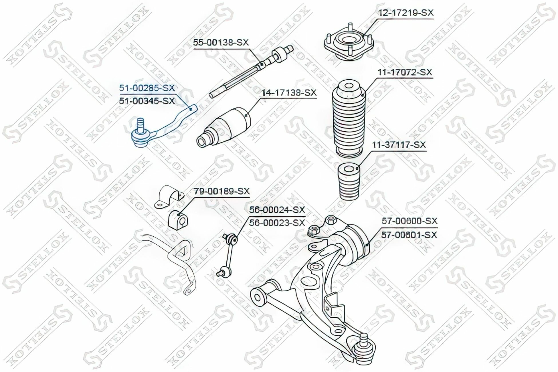Рулевой наконечник левый для Мазда CX-7 51-00285-SX STELLOX