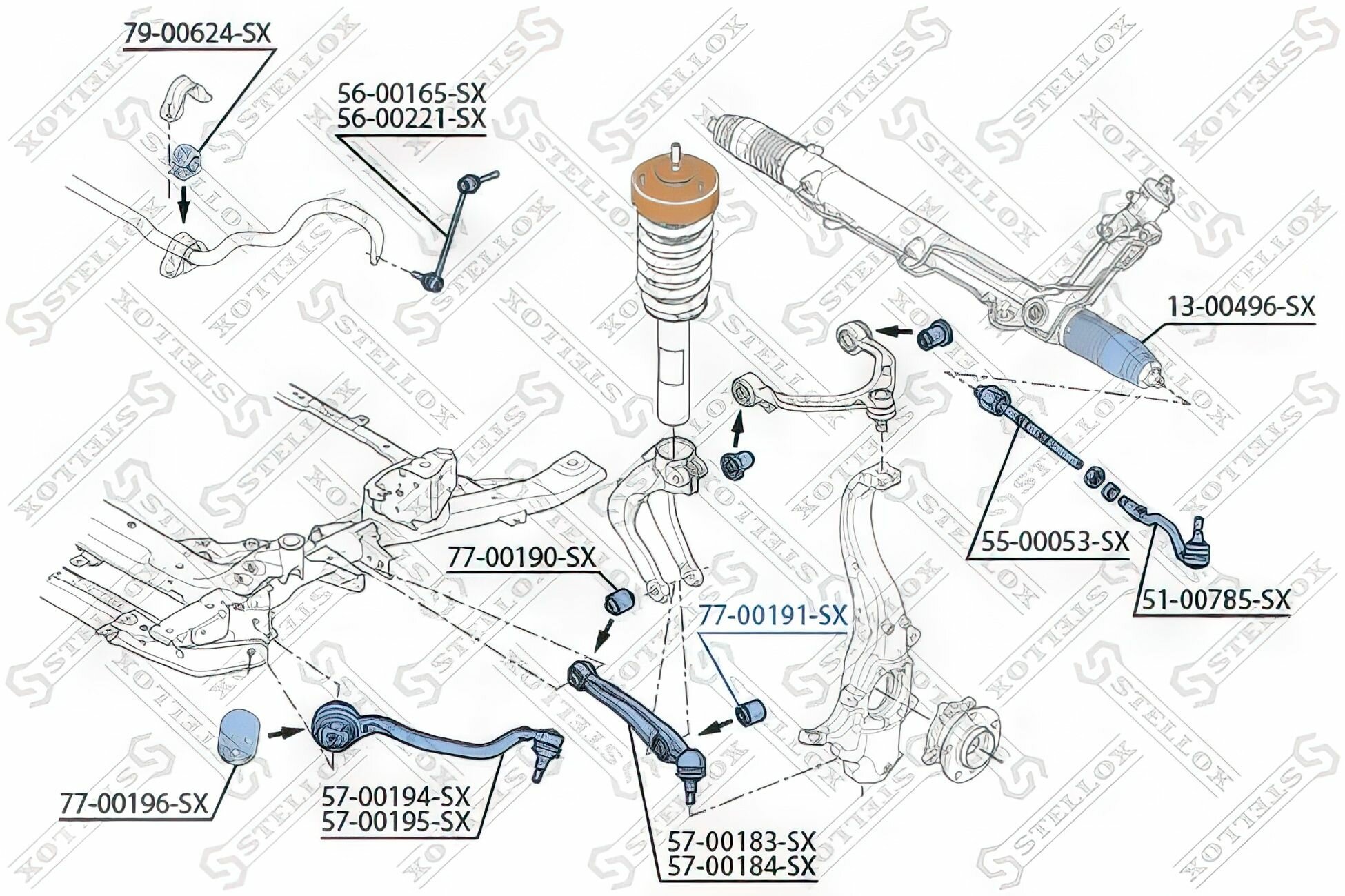 Сайлентблок наружный заднего рычага для БМВ X5, X6 77-00191-SX STELLOX