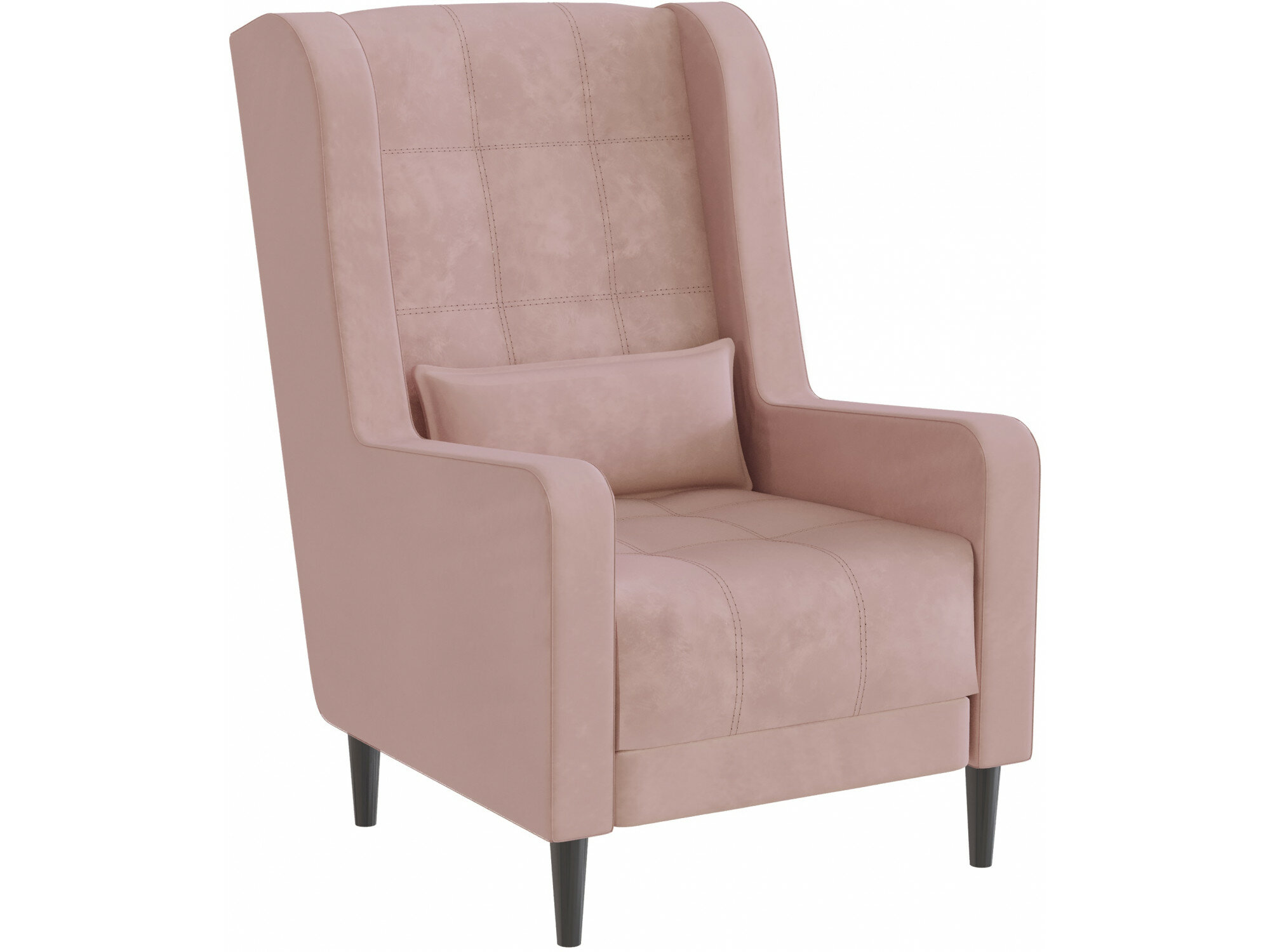 Кресло для отдыха нераскладное, с отстрочкой, велюр  пыльная роза