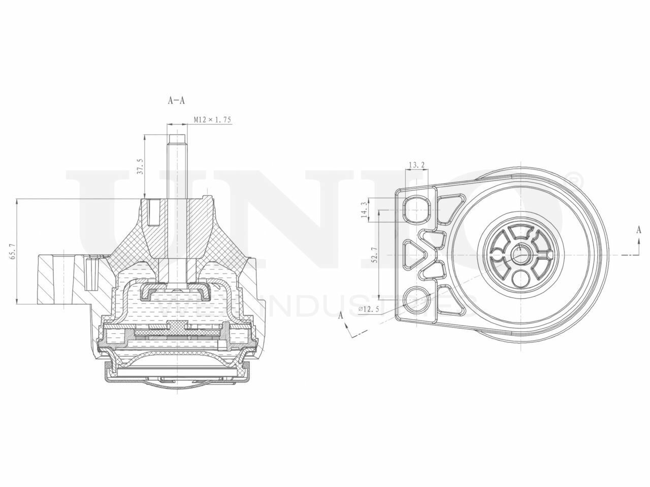 Опора двигателя правая, для Форд Фокус 98-, Ford Focus 98-, артикул RMP-15035, производителя UNIO
