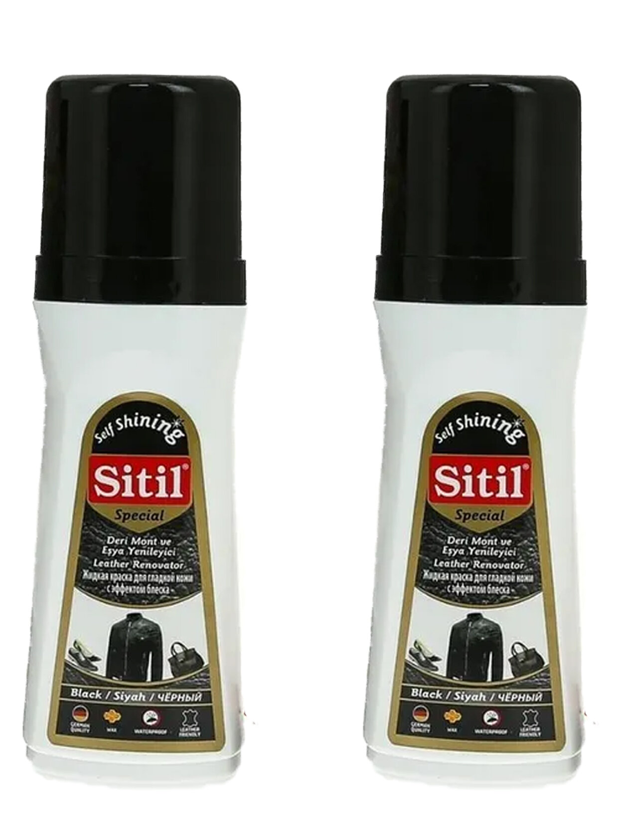 Жидкая краска для гладкой кожи Leather Renovator 100 ml черный Sitil Цвет: черный 2шт