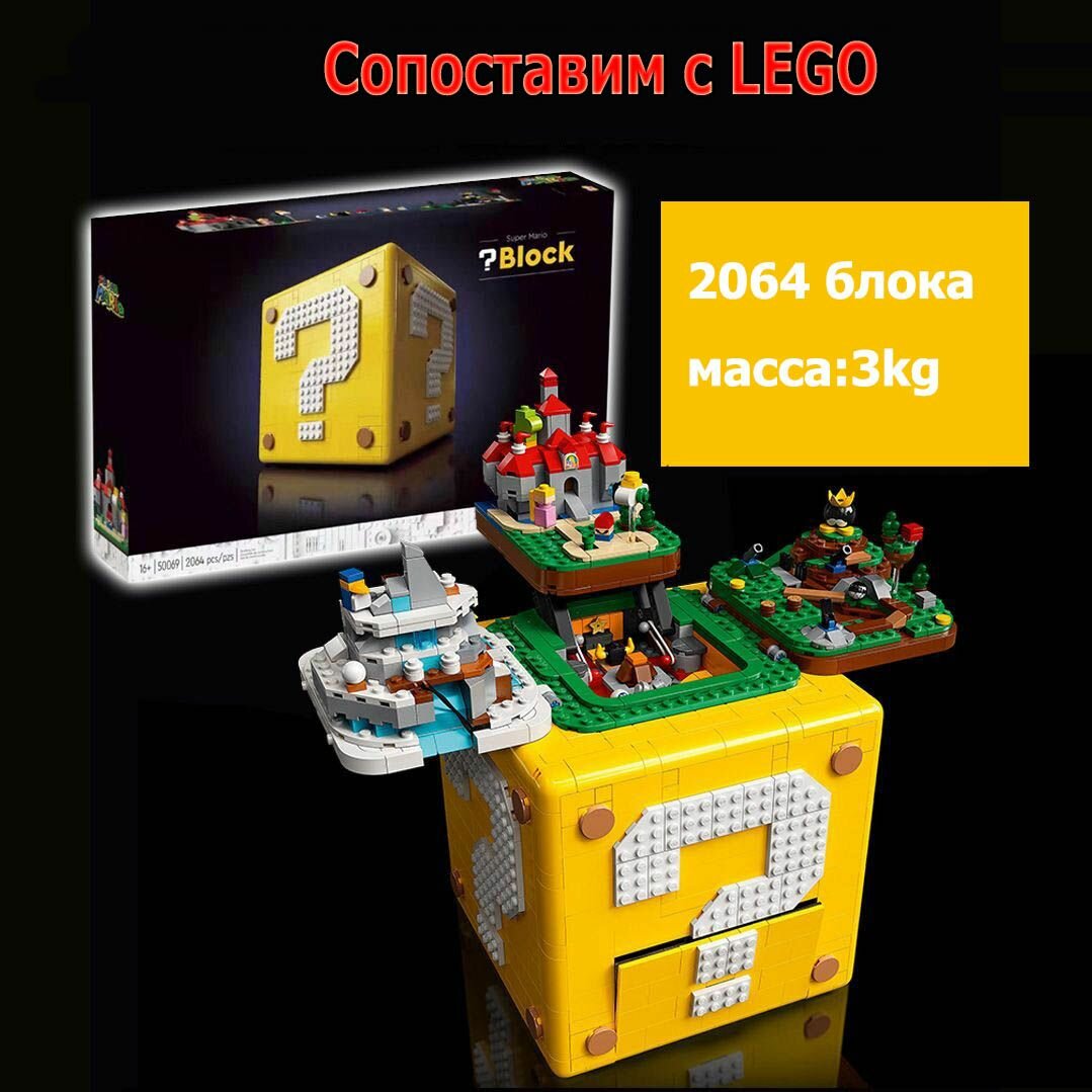Конструктор Tank Блок Знак вопроса из Super Mario 64 2064 деталей